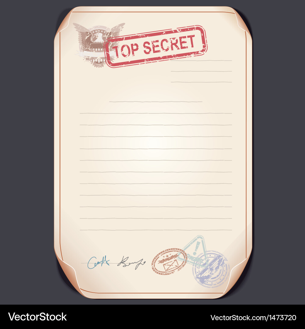 Old Top Secret Document Royalty Free Vector Image