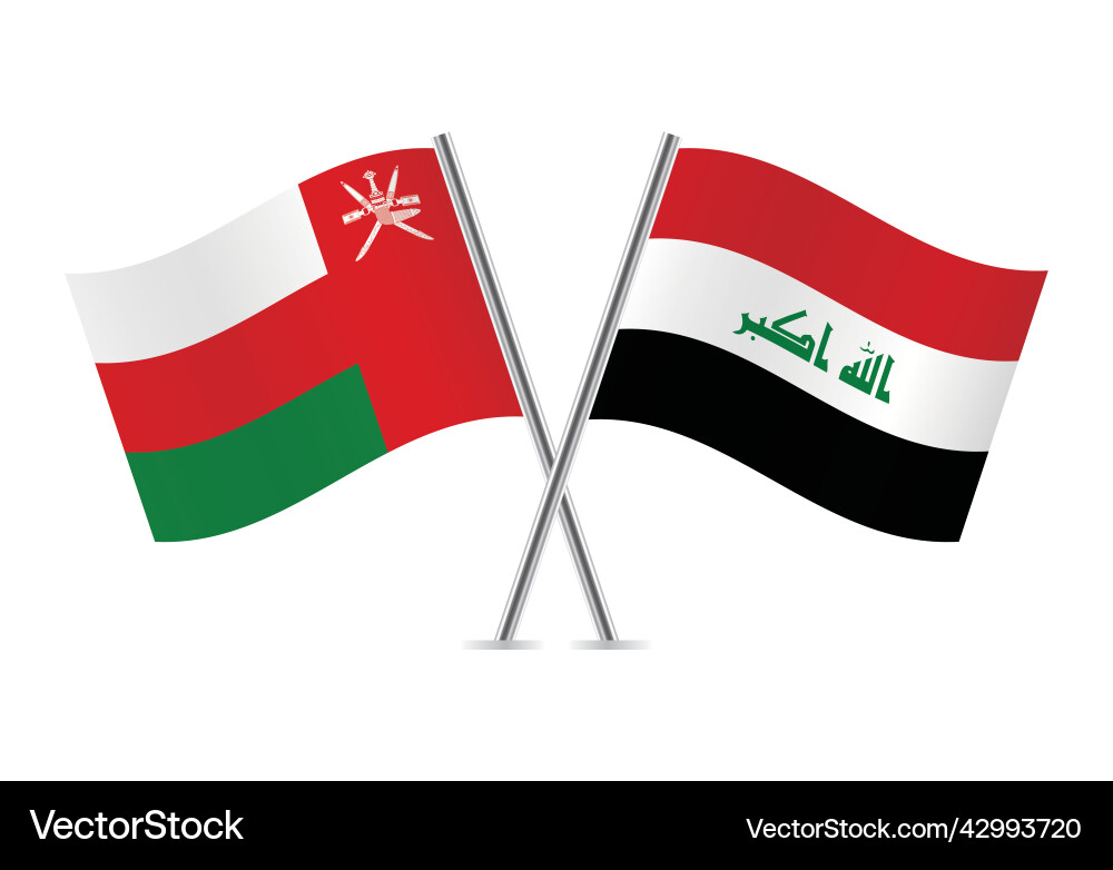Oman and iraq crossed flags Royalty Free Vector Image