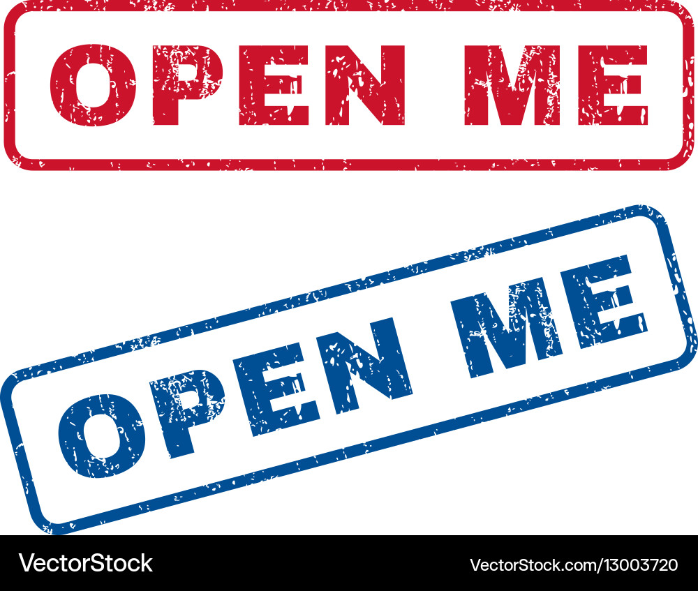 Open me rubber stamps – Royalty-Free Vector | VectorStock