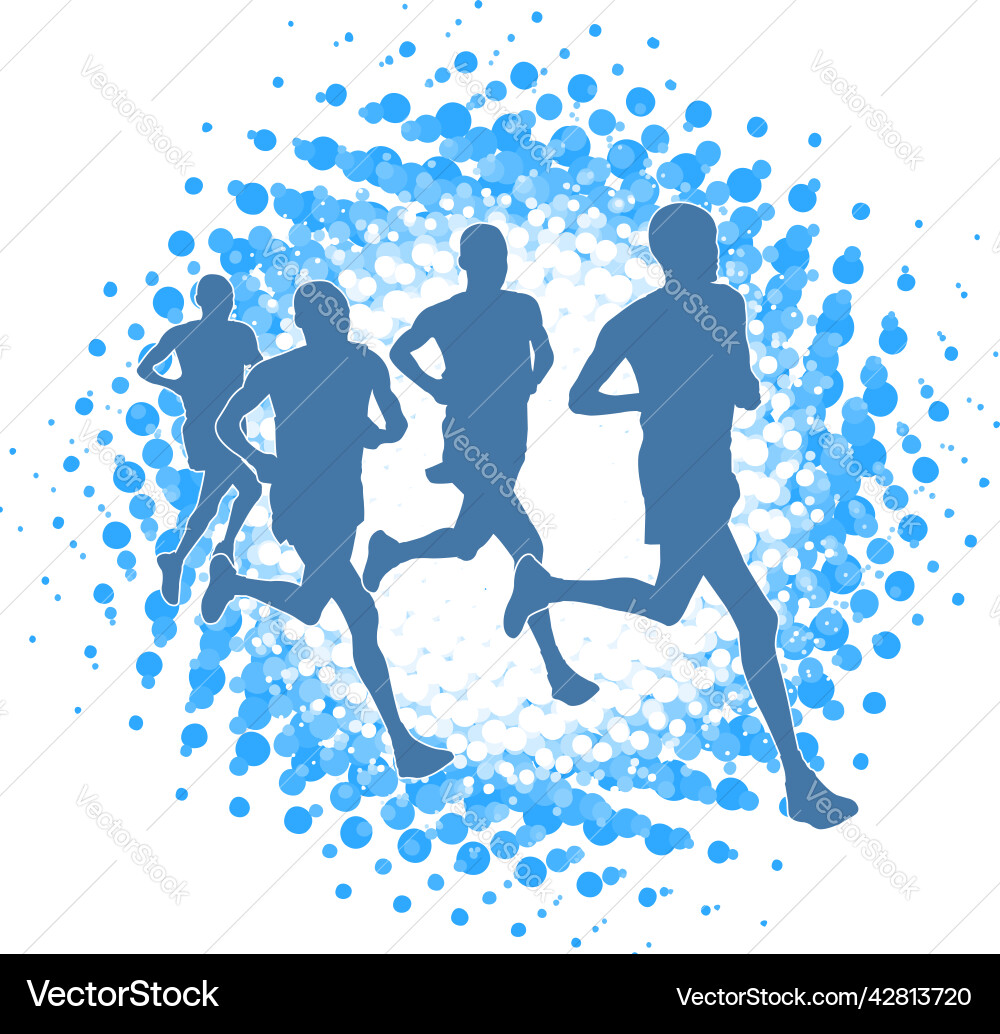 Runners silhouettes over halftone splash Vector Image
