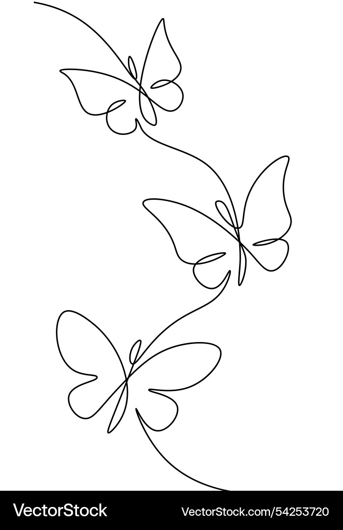 Single continuous line art butterfly nature Vector Image