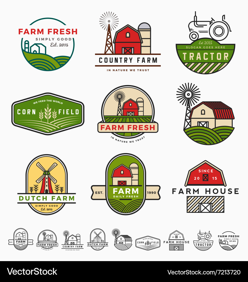 Vintage modern farm logo template design Vector Image