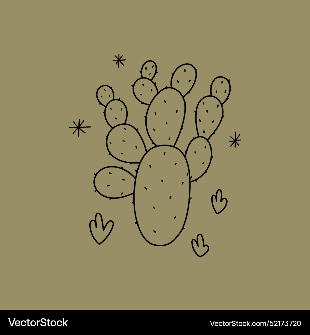 Wild west desert cactus Royalty Free Vector Image