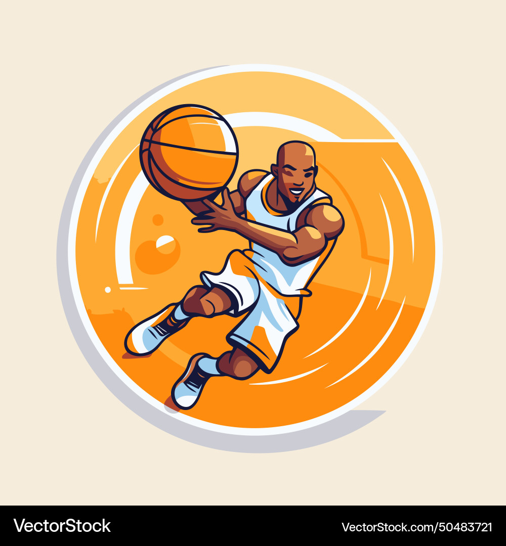 Basketball player with ball Royalty Free Vector Image