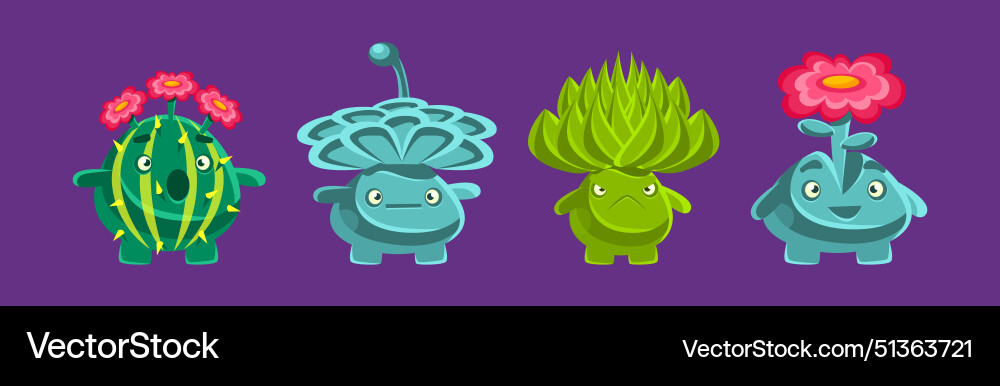 Cute funny plant character with fantasy succulent Vector Image
