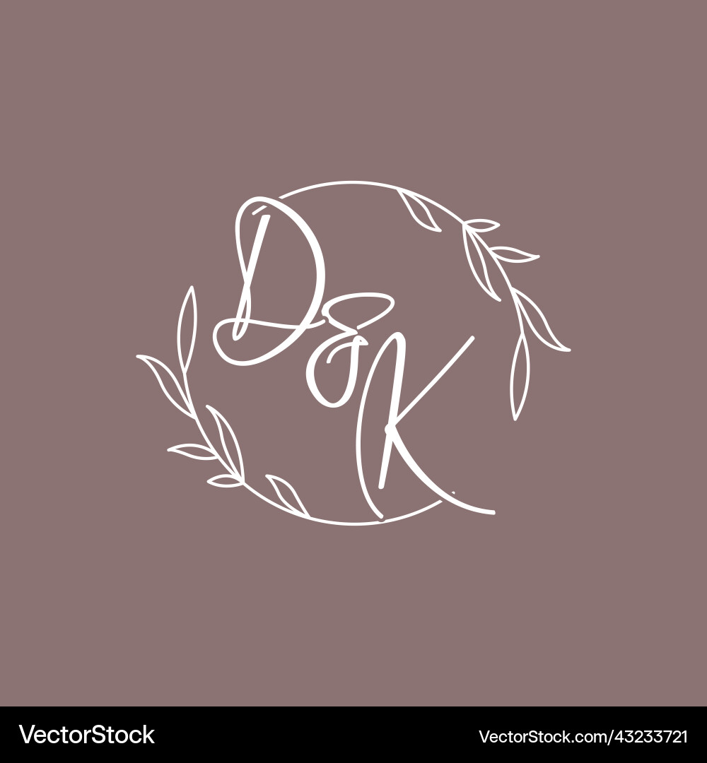 Dk wedding initials monogram logo ideas Royalty Free Vector