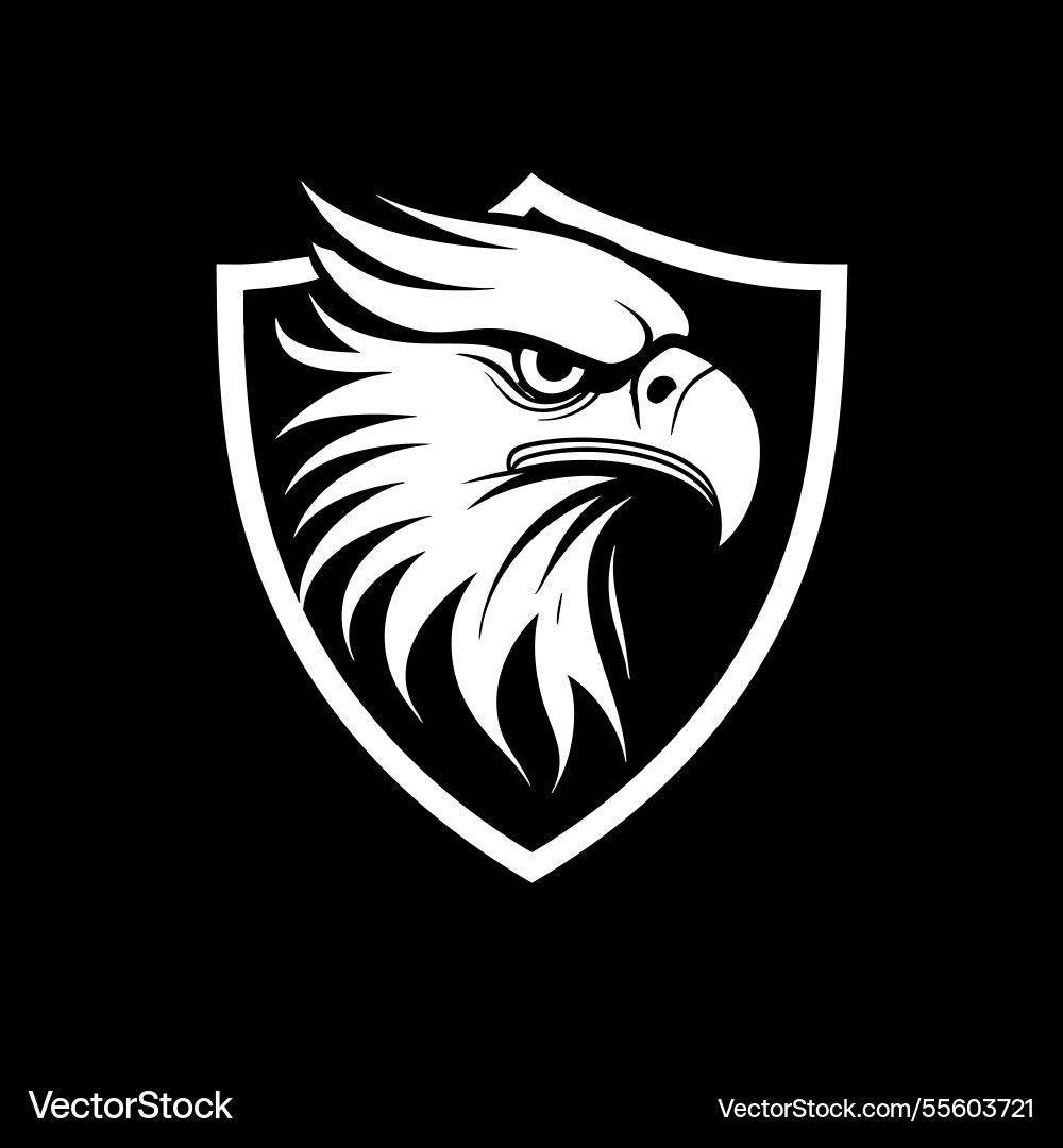 Eagle angry in shield Royalty Free Vector Image
