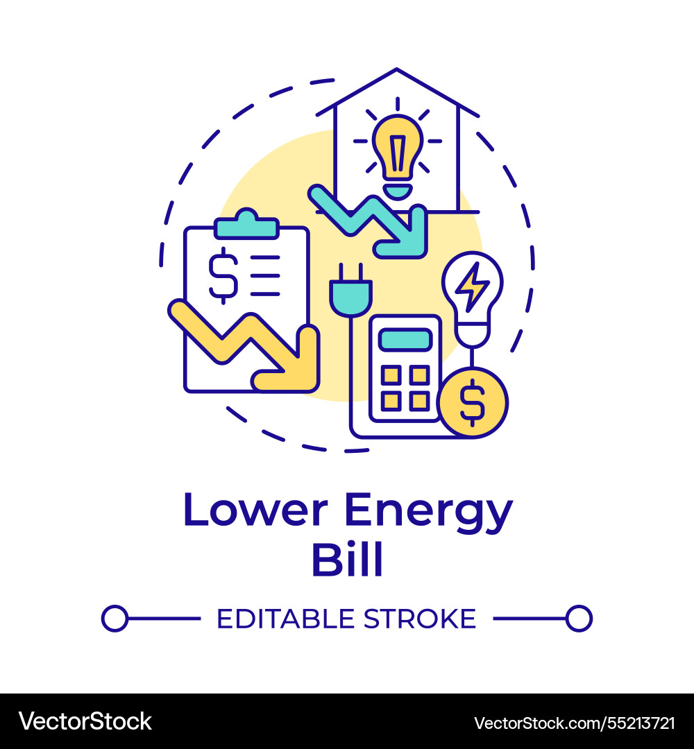 Lower energy bill multi color concept icon Vector Image