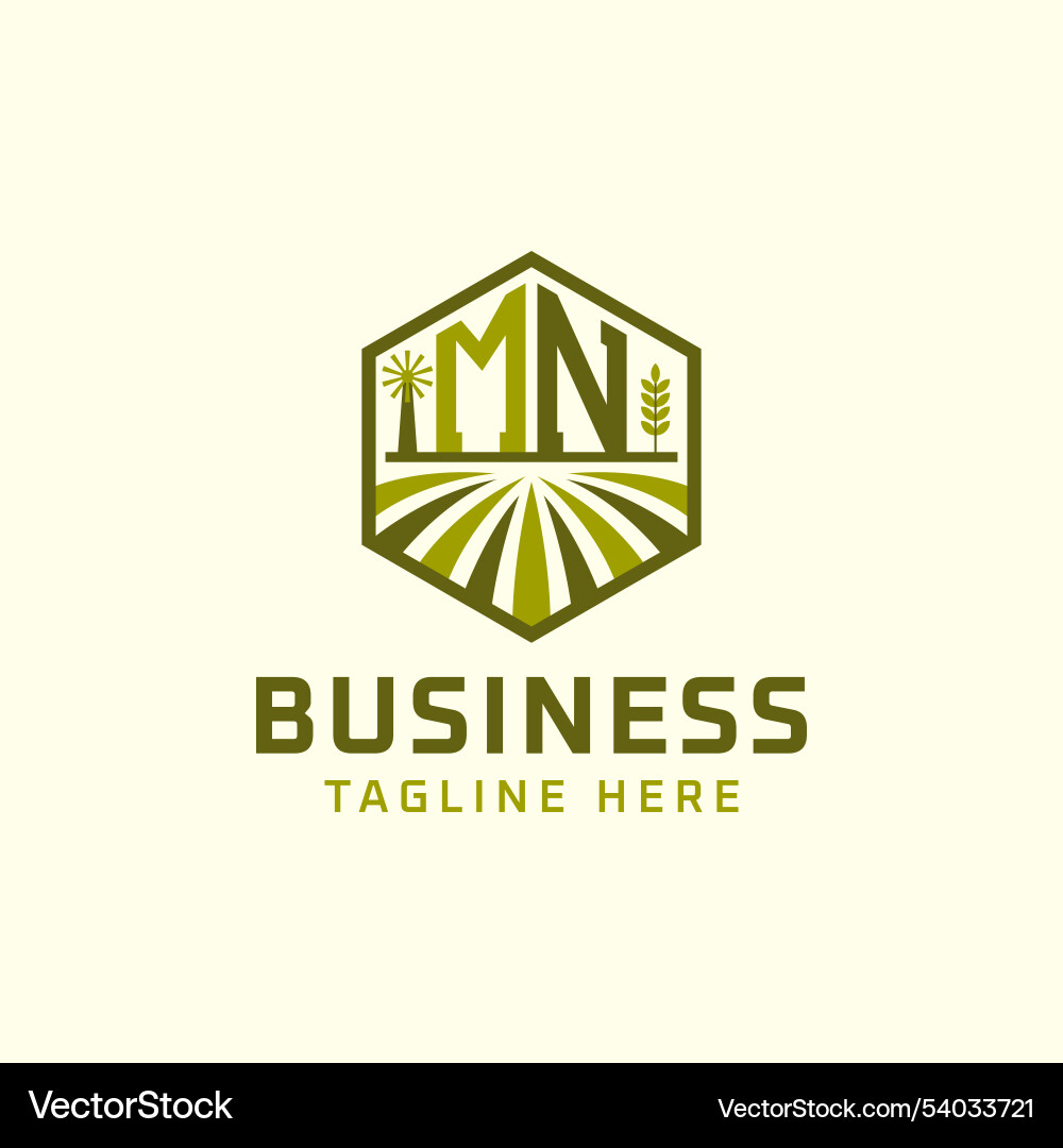 Mn farm logo design modern agro Royalty Free Vector Image