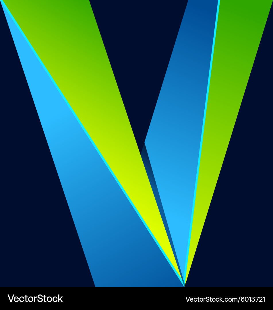 V Letter Line Logo - Vibrant Green Royalty Free Vector Image