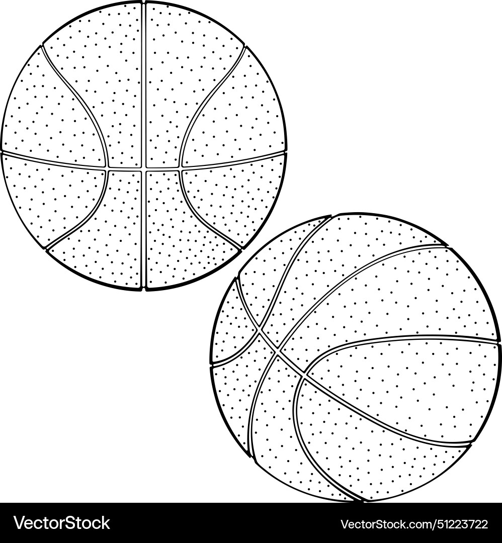 Basketball ball line art Royalty Free Vector Image