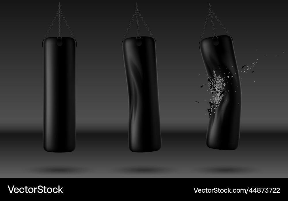 Black punching bag set on background Royalty Free Vector