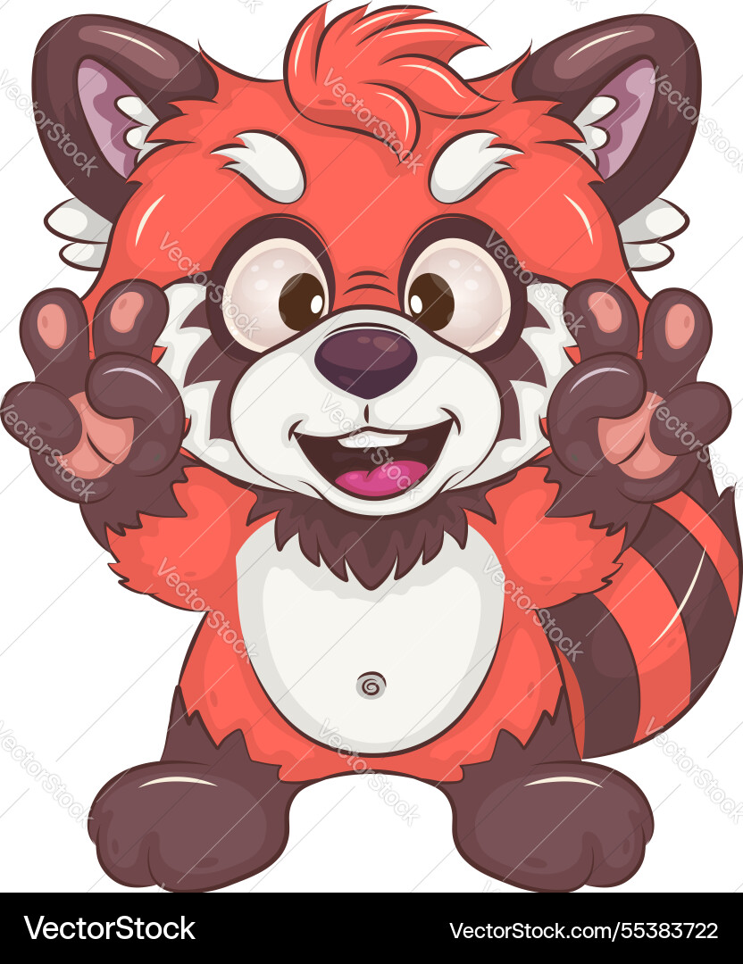 Cartoon red panda peace love Royalty Free Vector Image