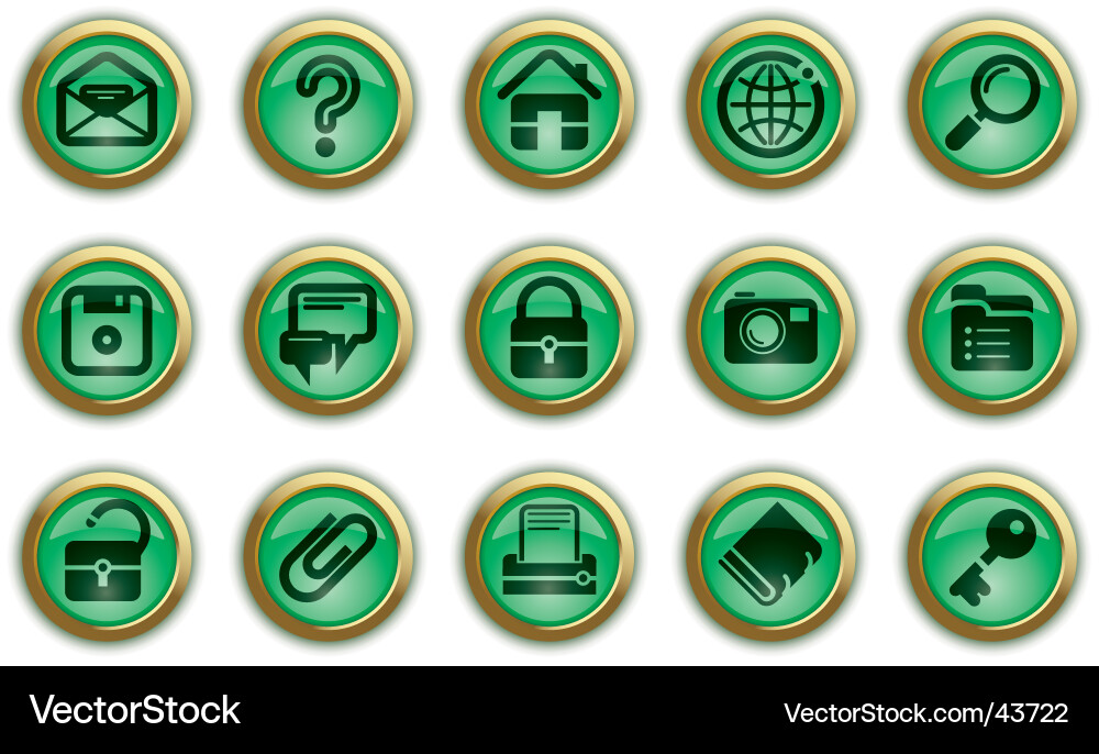 Green website and internet icons Royalty Free Vector Image