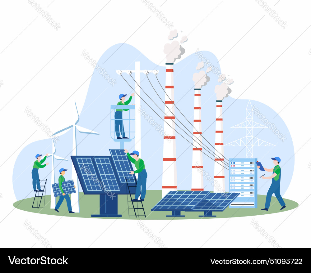 Installing solar panel renewable electricity Vector Image