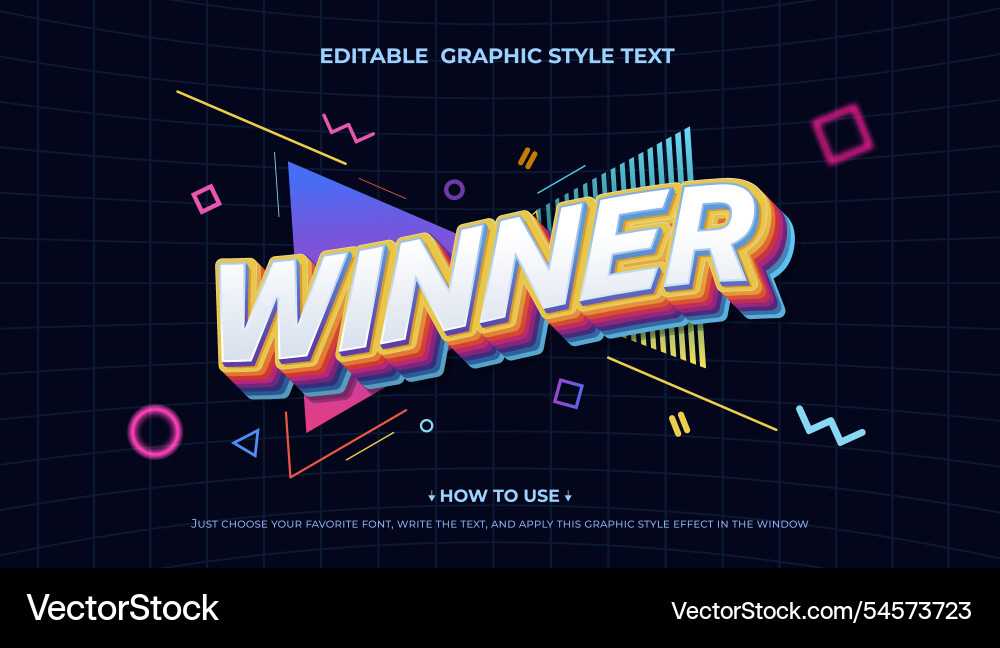 3d winner word on dark background Royalty Free Vector Image