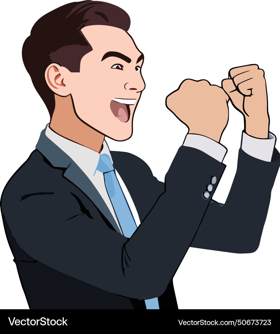 An ecstatic cartoon businessman Royalty Free Vector Image