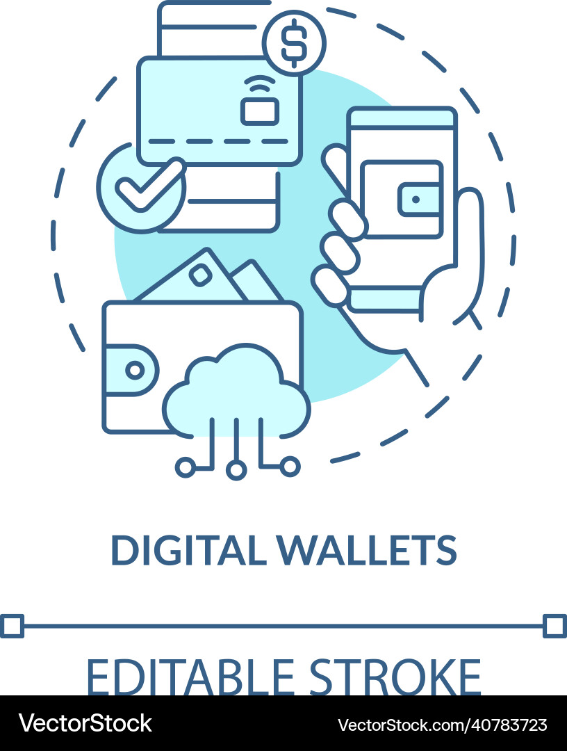 Digital Wallet Turquoise Icon Royalty Free Vector Image