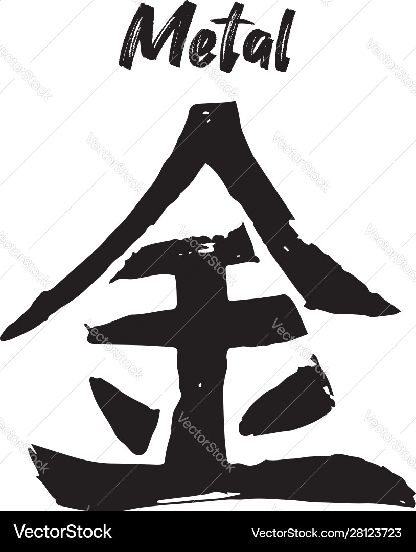 Feng shui chinese element metal black ink Vector Image