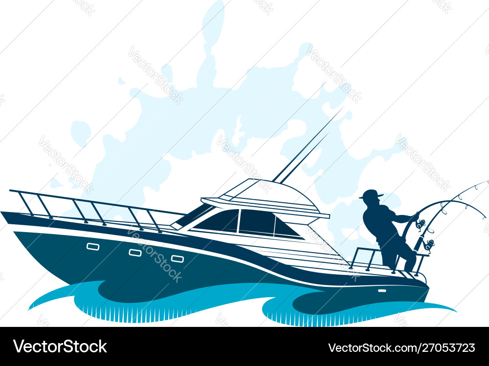 Fisherman on boat Royalty Free Vector Image - VectorStock