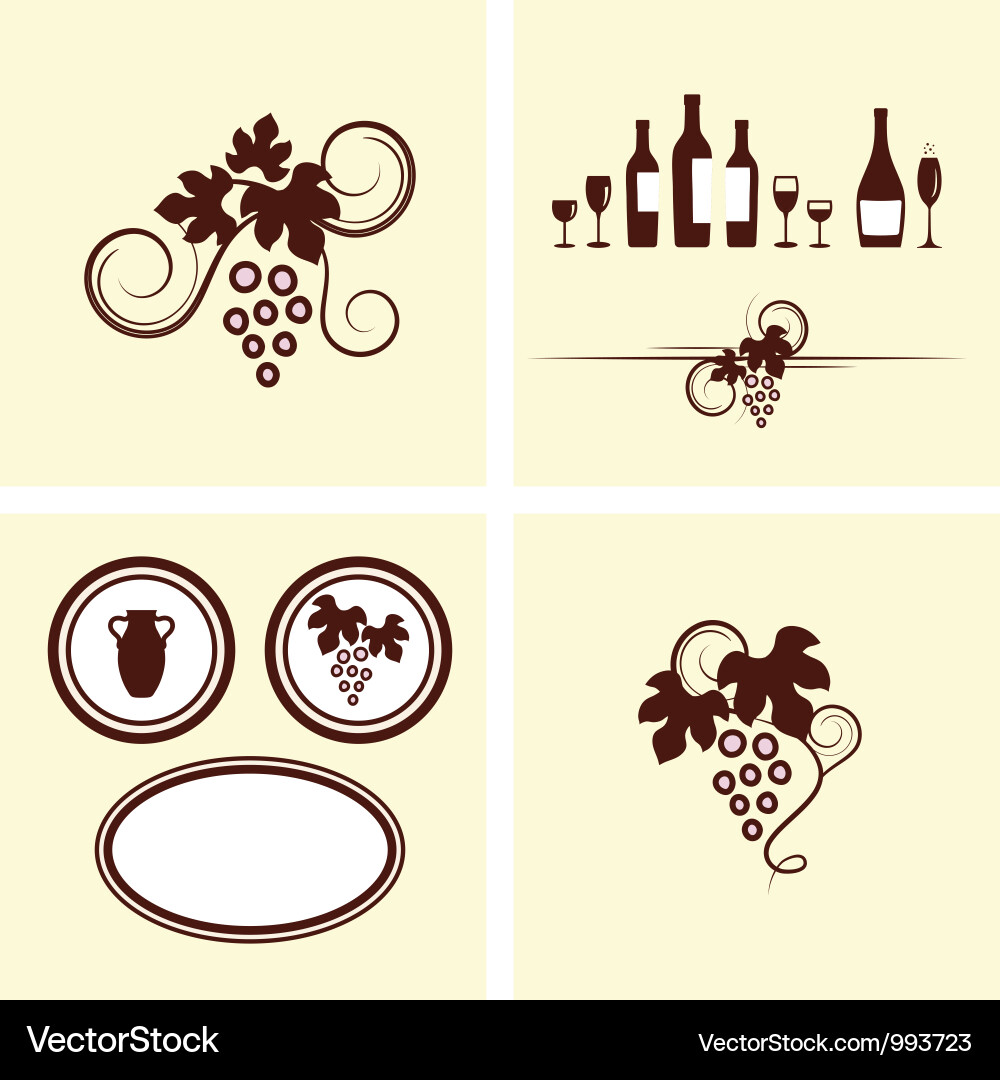 Grape vines elements set Royalty Free Vector Image