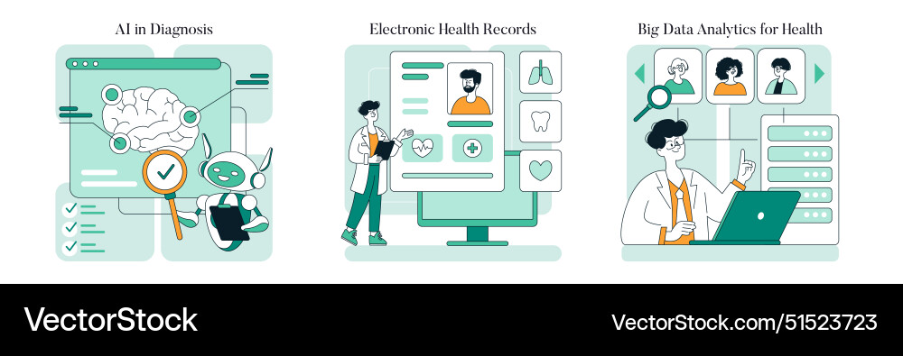 Healthcare innovation flat Royalty Free Vector Image