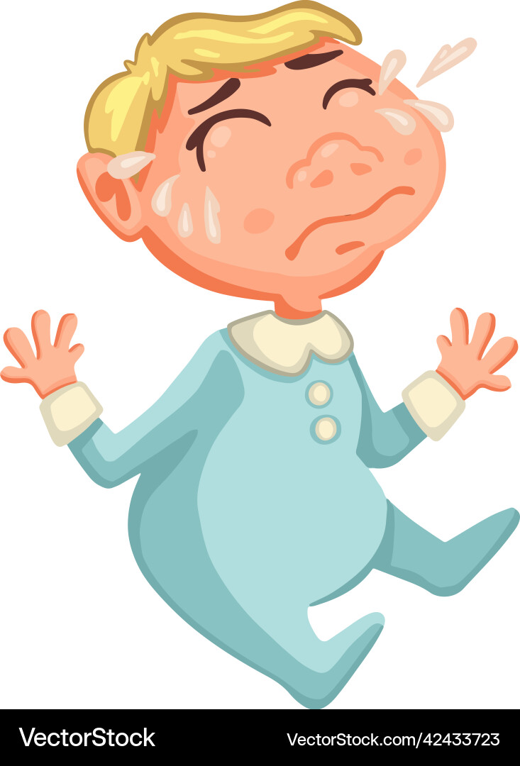 Little kid crying baby roaring Royalty Free Vector Image