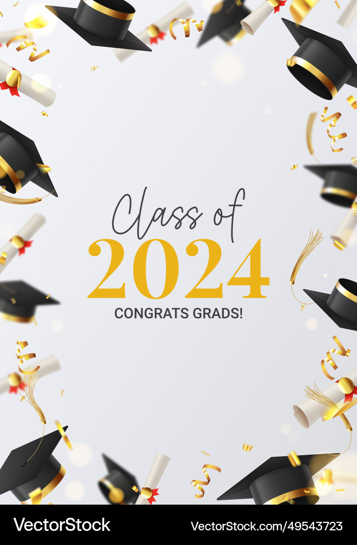 Poster template for class of 2024 Royalty Free Vector Image
