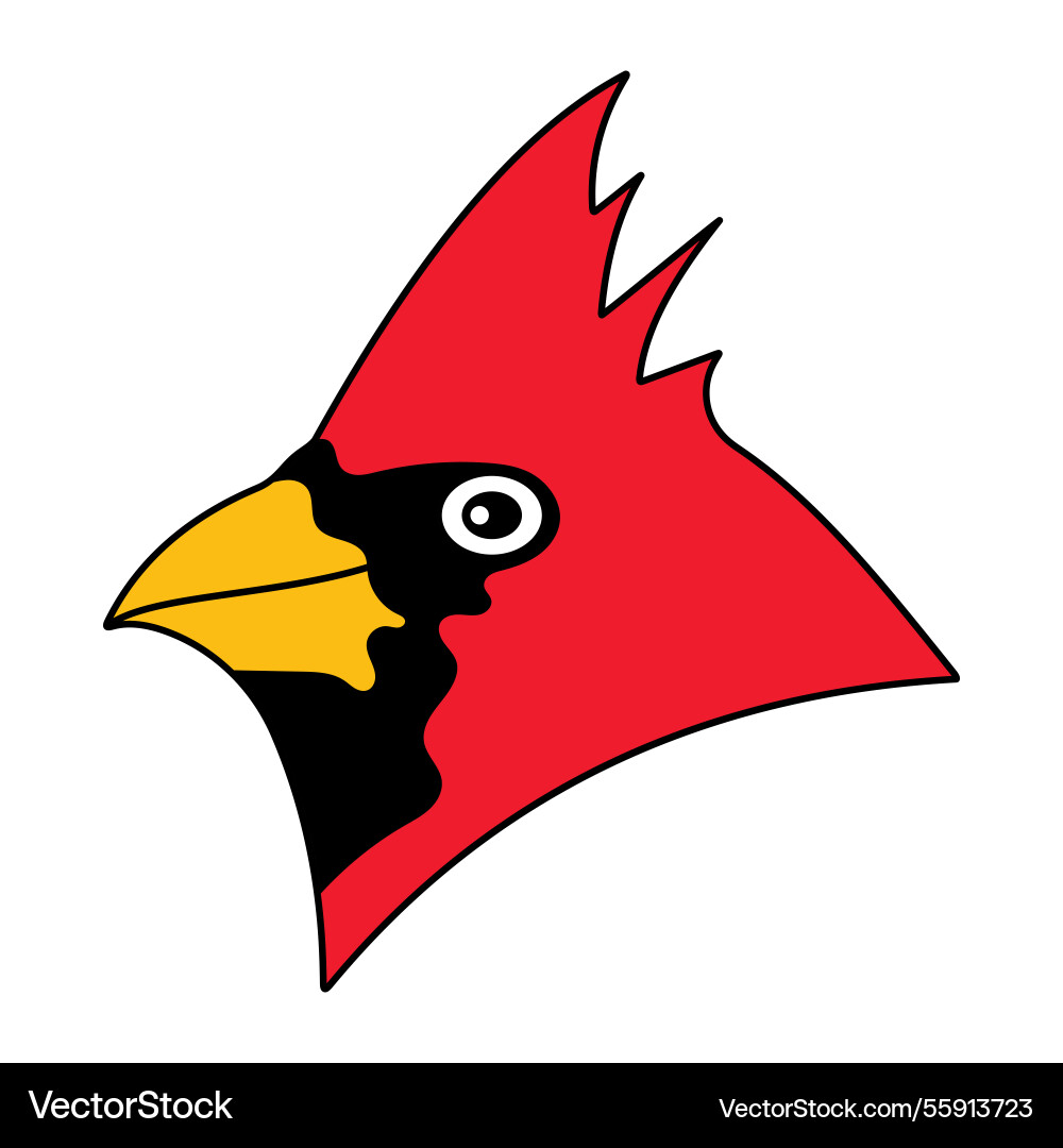 Red cardinal bird head Royalty Free Vector Image
