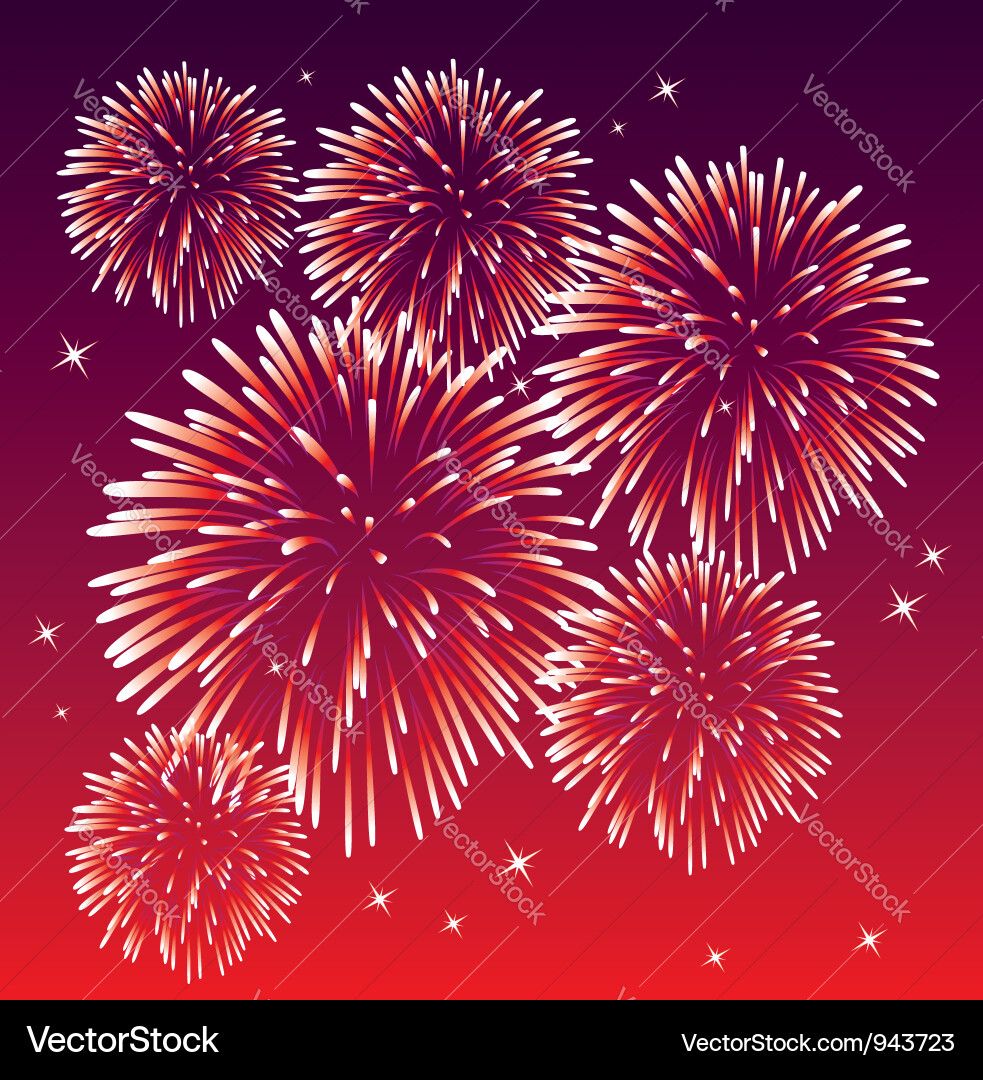 Red fireworks Royalty Free Vector Image - VectorStock