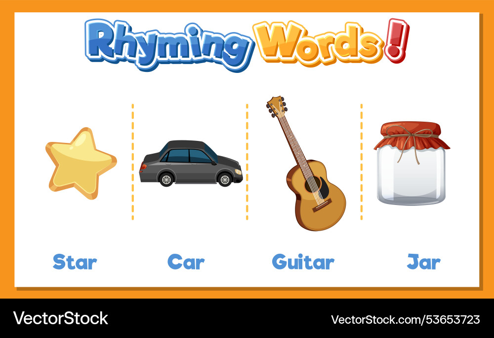 Rhyming words with images Royalty Free Vector Image