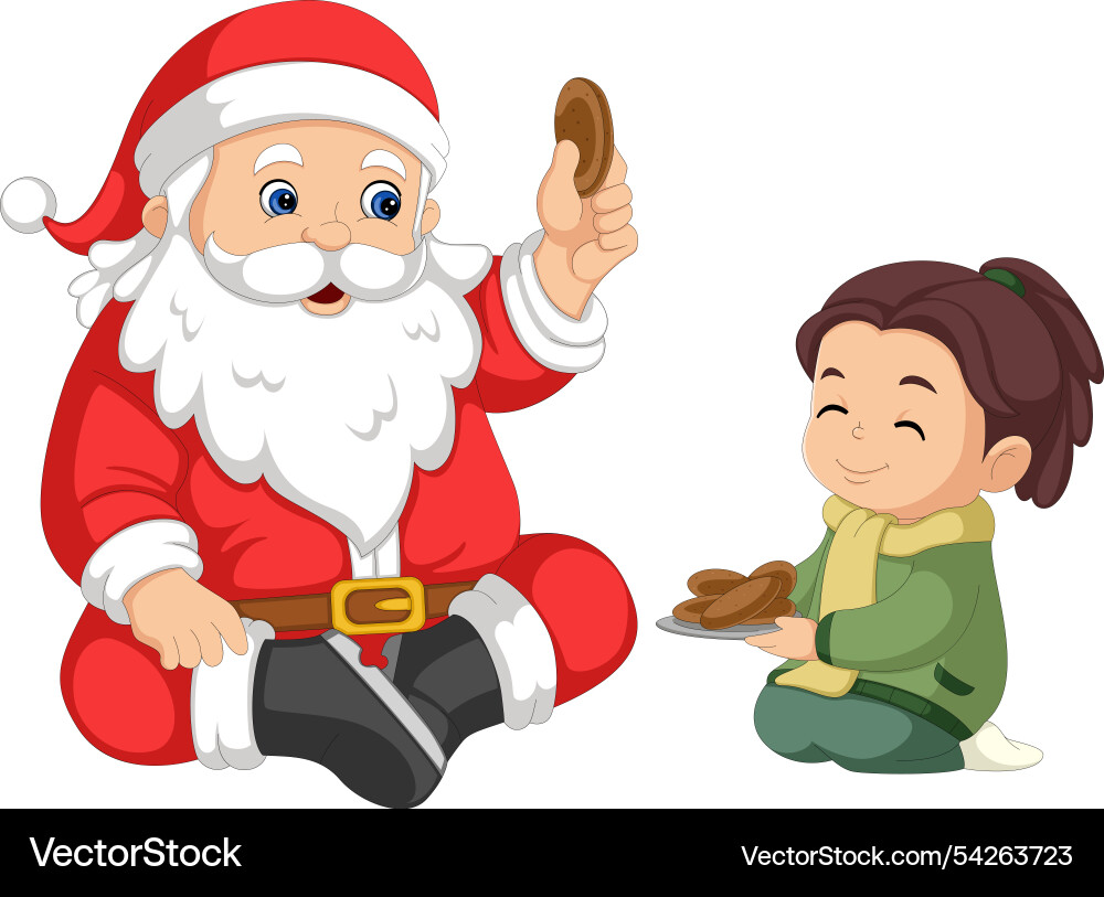 Santa claus is telling a story while eating Vector Image