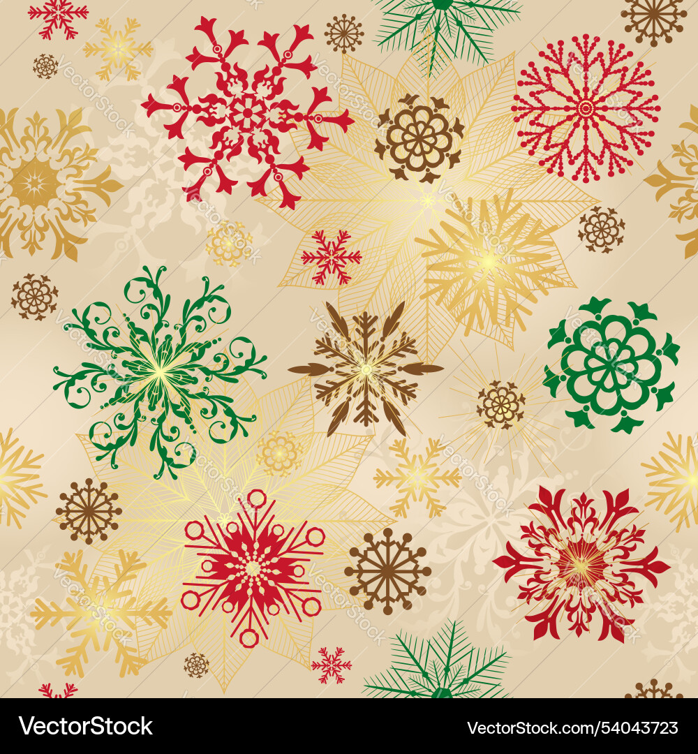 Seamless christmas hand drawn pattern with green Vector Image
