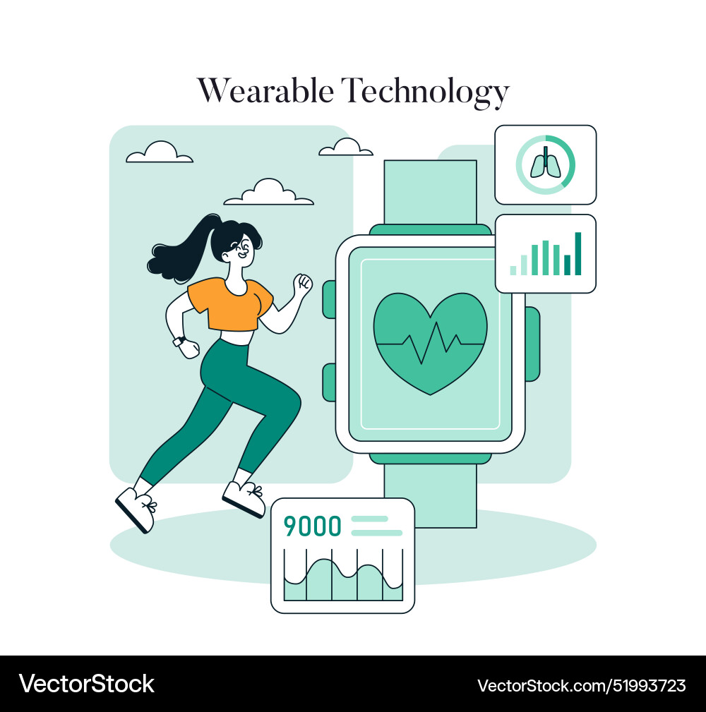 Tech enabled health flat Royalty Free Vector Image
