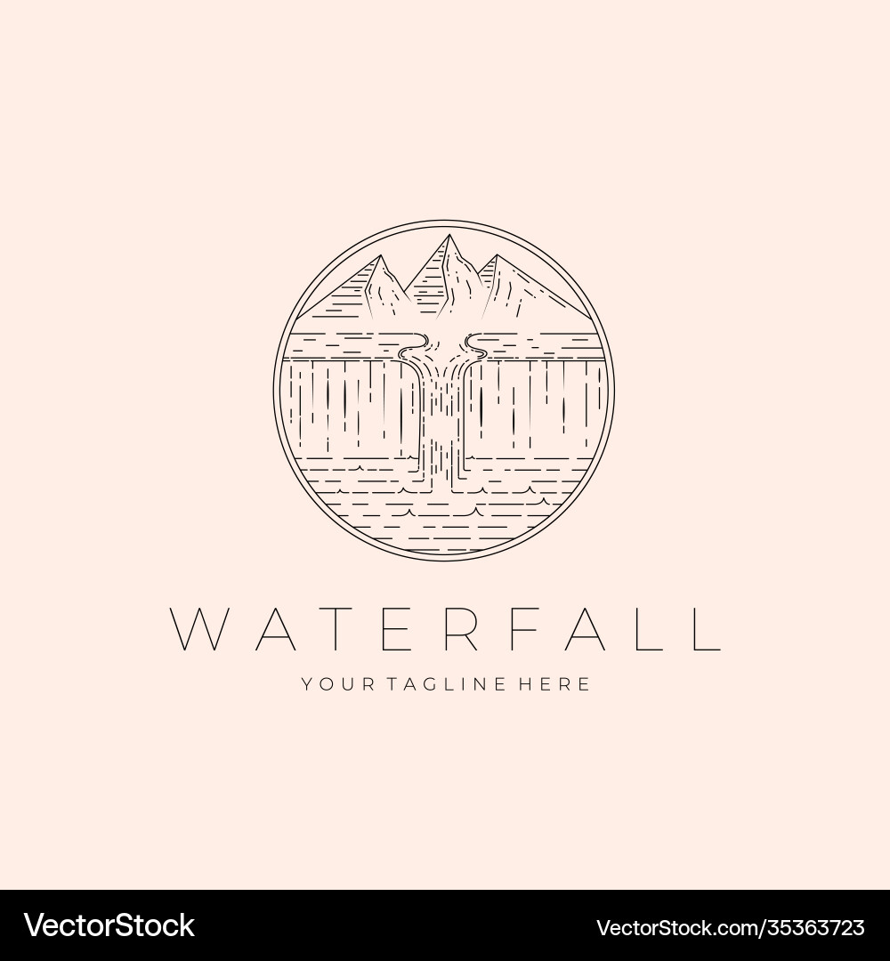Waterfall logo design outdoor landscape Royalty Free Vector