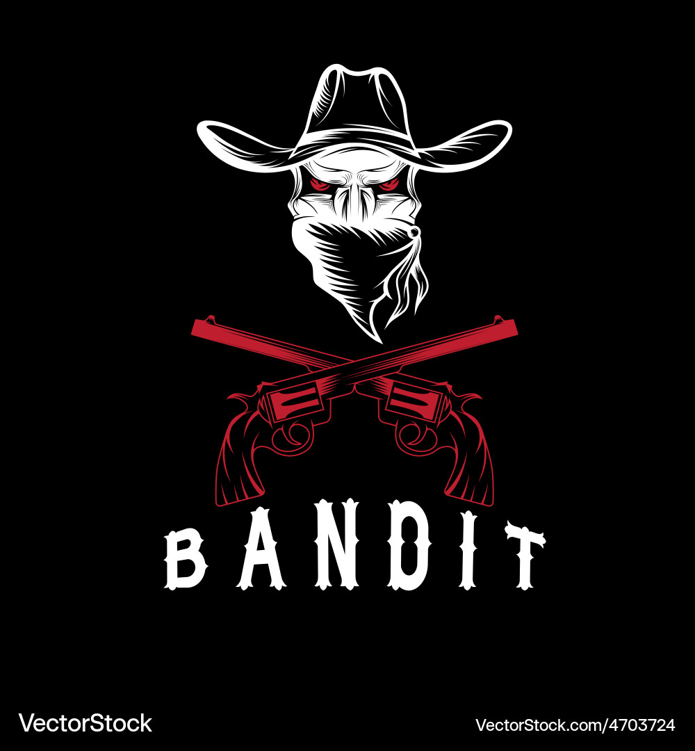 Bandit skull with revolvers Royalty Free Vector Image