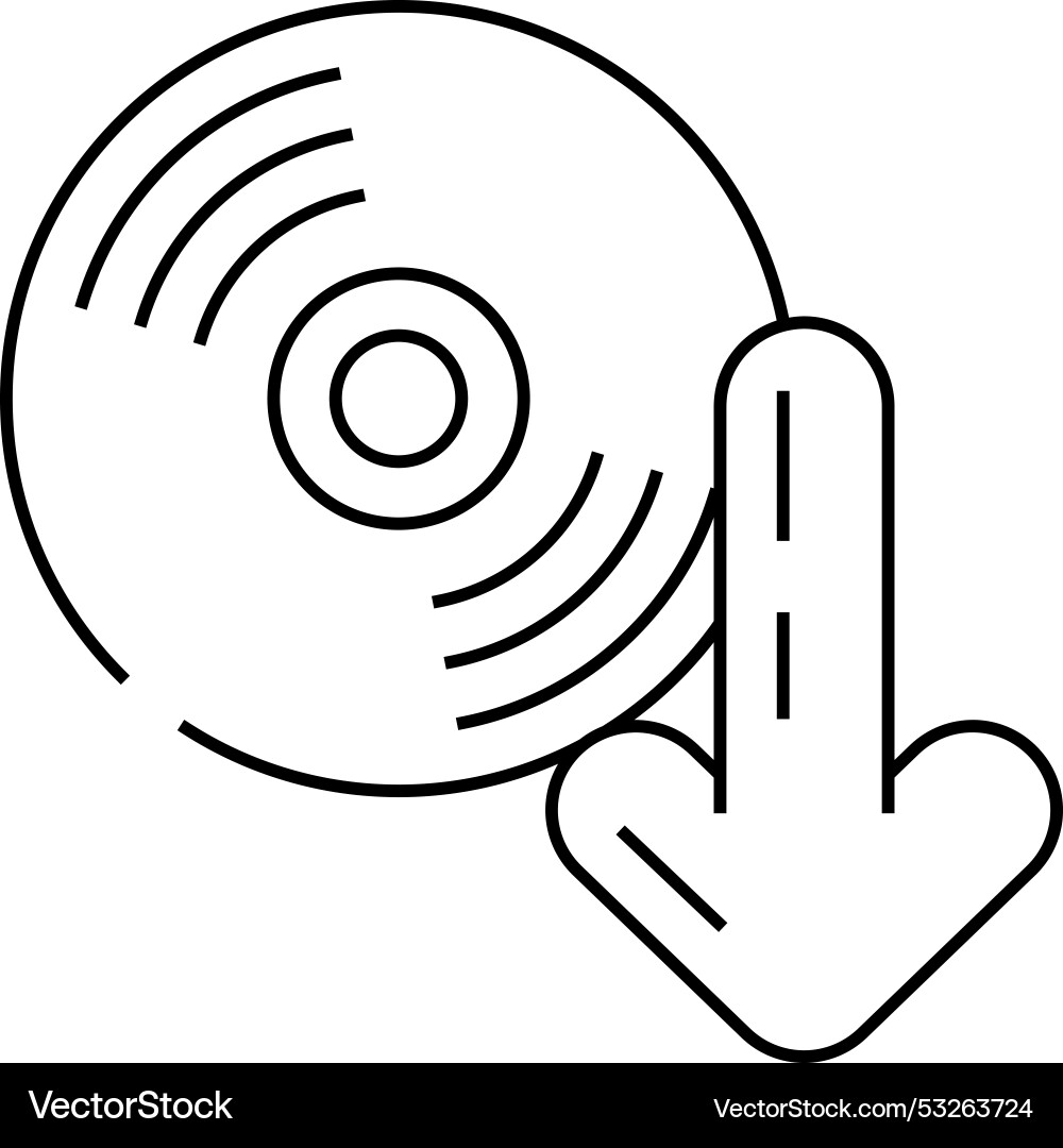 Cd download file line icon Royalty Free Vector Image