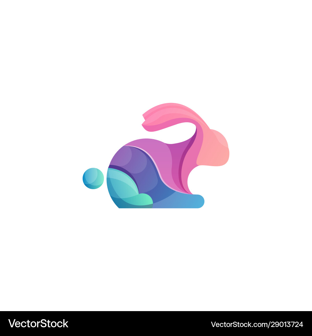 Colorful gradient rabbit or bunny logo Royalty Free Vector