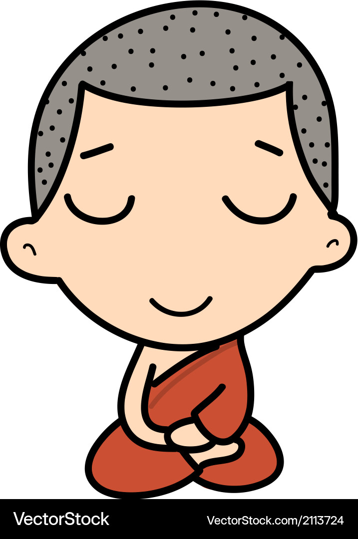 Cute buddhist monk Royalty Free Vector Image - VectorStock