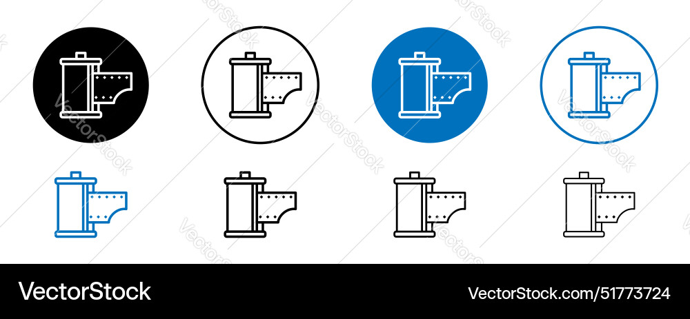 Film canister line icon set Royalty Free Vector Image