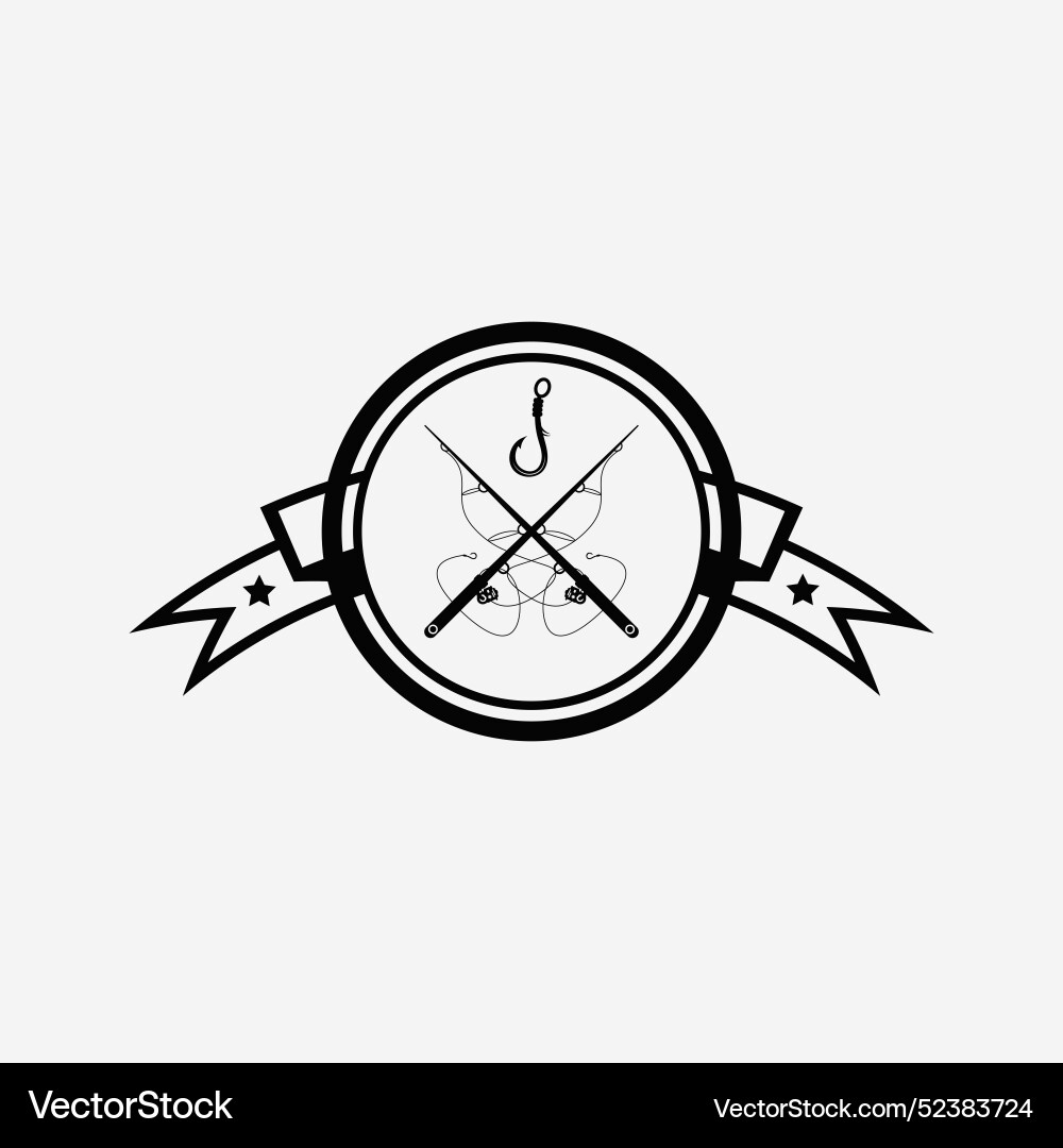 Fishing monogram logo design Royalty Free Vector Image