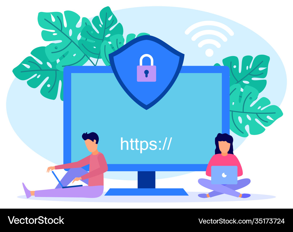 Graphic cartoon character domain security Vector Image