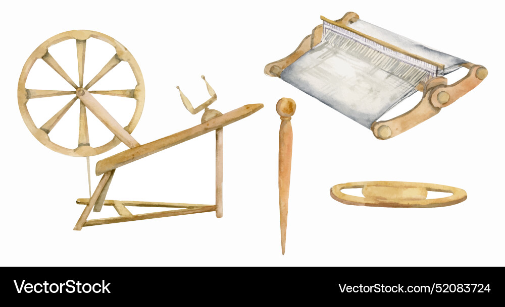 Hand drawn watercolor thread weaving loom Vector Image