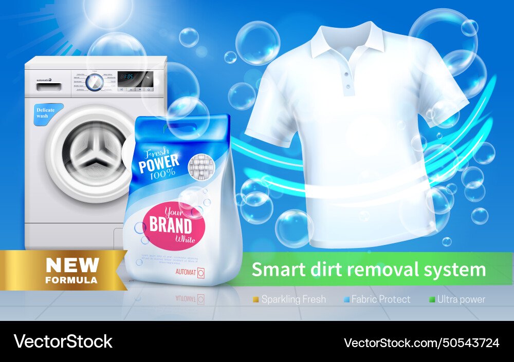 Laundry detergent horizontal colored Royalty Free Vector