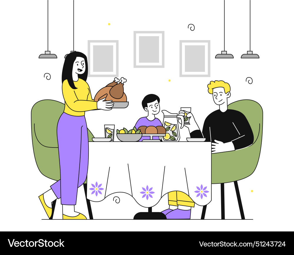 People with dinner simple Royalty Free Vector Image