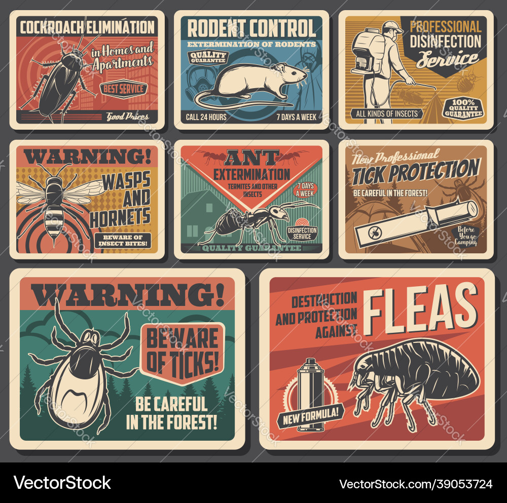 Pest control and protection from insects posters Vector Image