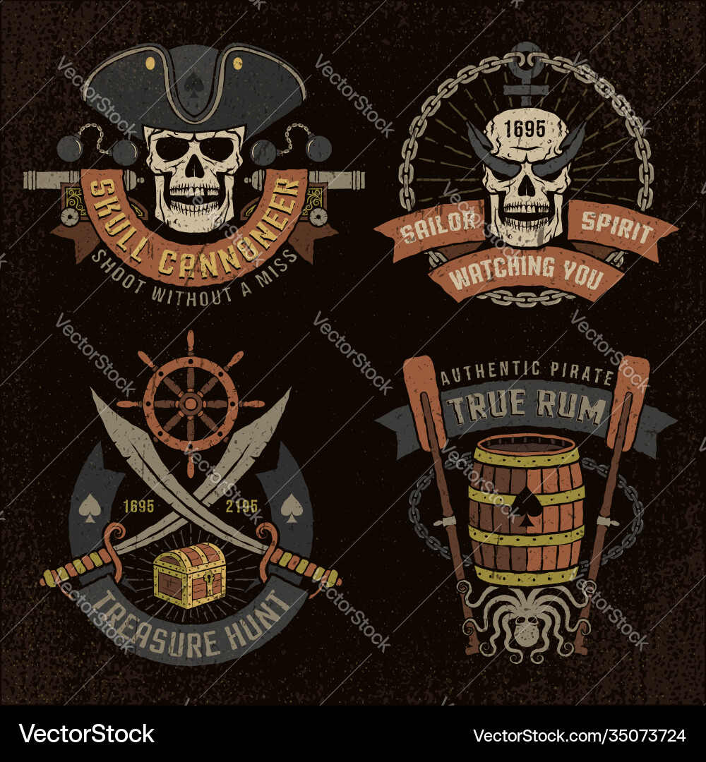 Pirate emblem with skulls Royalty Free Vector Image