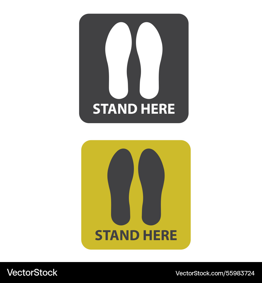Stand here and keep the distance checking place Vector Image
