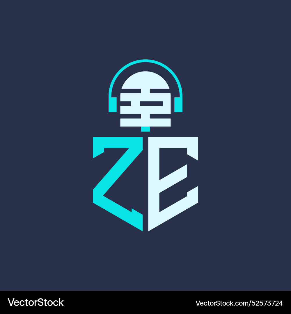 Ze microphone logo design for audio music Vector Image