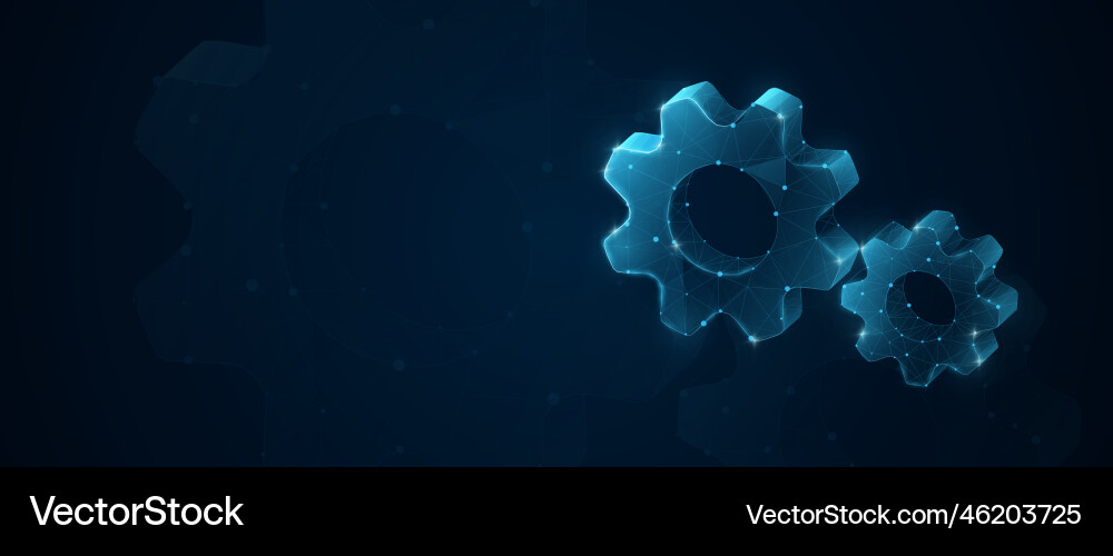 3d gear wheels are made from lines triangles low Vector Image